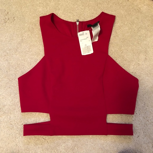 Forever 21 | Tops | Nwt Red Cutout Cropped Top | Poshmark